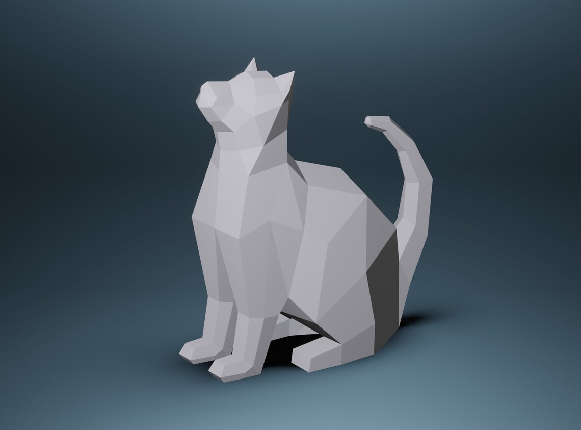 Cat Sitting Paper Craft 3D PDF SVG Template Papercraft - Etsy