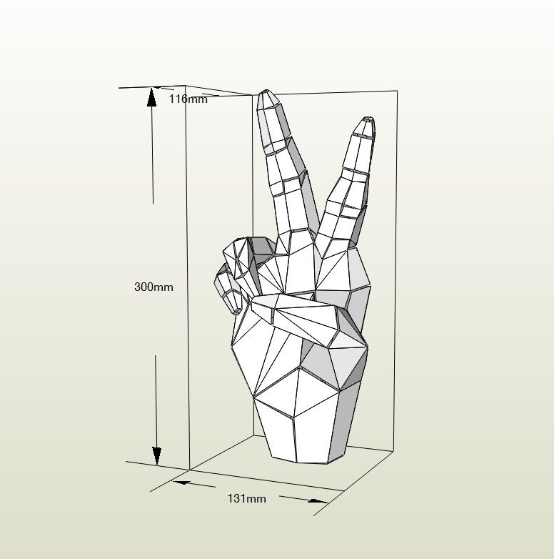 Peace Hand Papercraft PDF-SVG-DXF 3D Papercraft Template - Etsy Israel