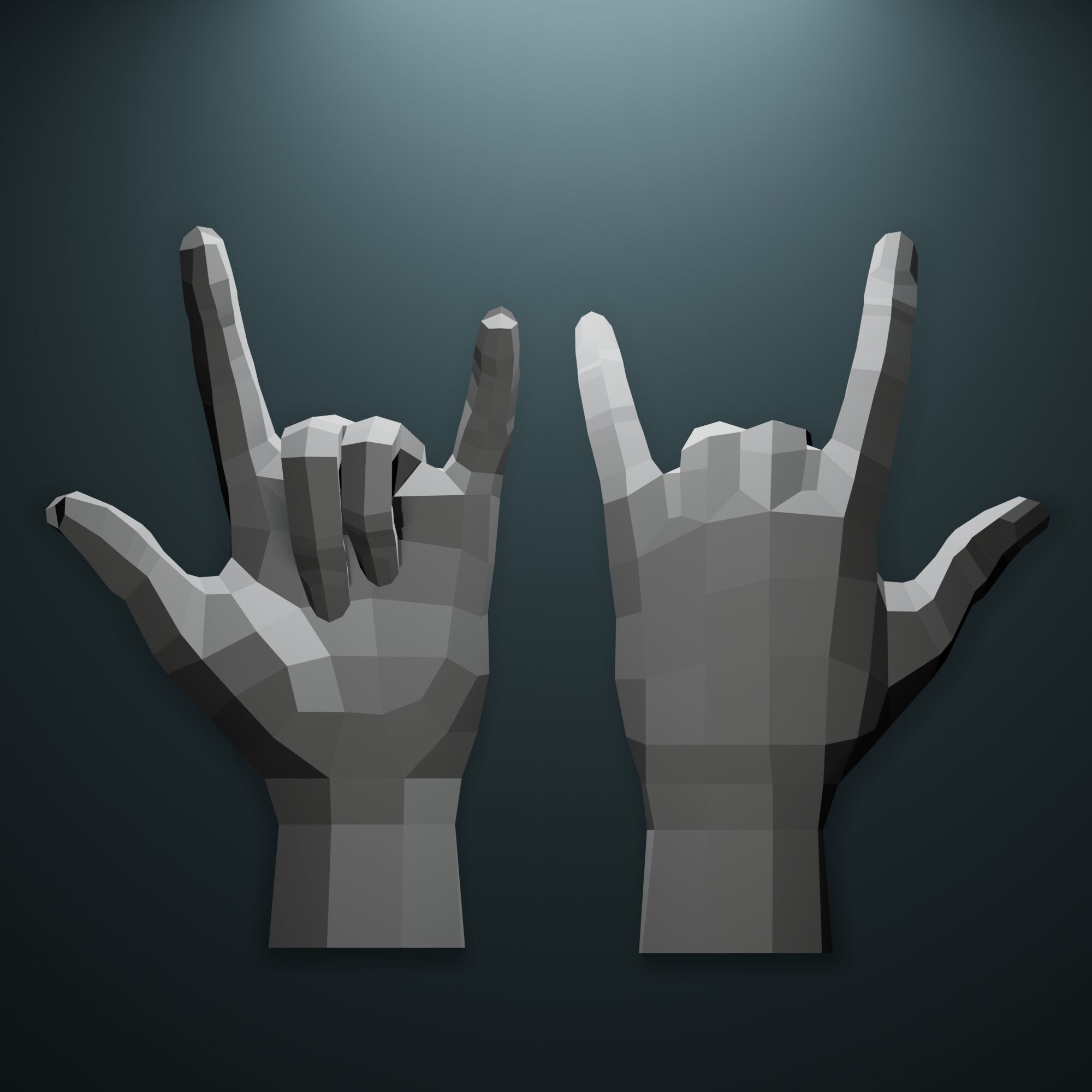 Hand Papercraft ,PDF-SVG, Rock and Roll 3D Hand Papercraft Template ...