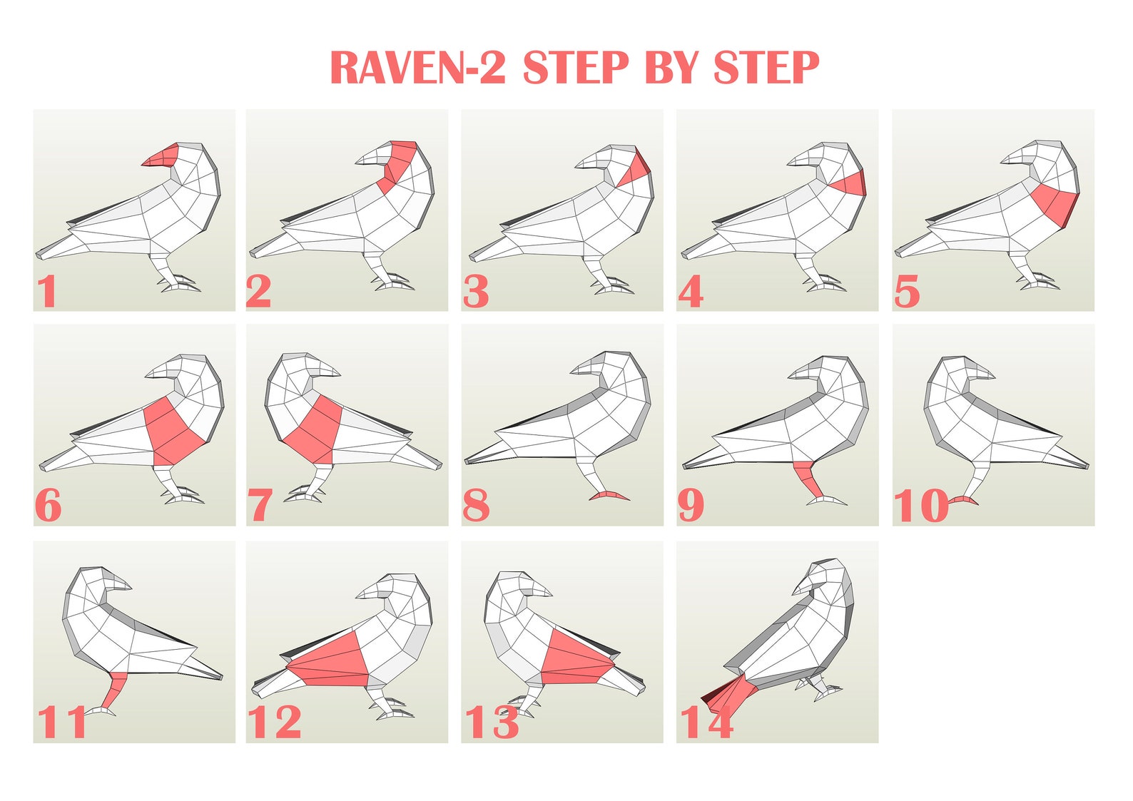 Raven Papercraft, Raven, SVG, PDF Template, Paper Statue, Crow 3D Low ...