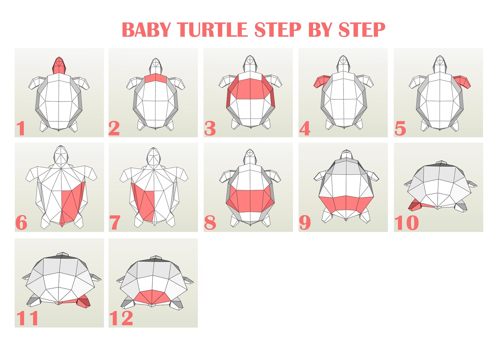 Papercraft Turtles, SVG PDF, Paper Craft Turtle Model, Tortoise PDF ...
