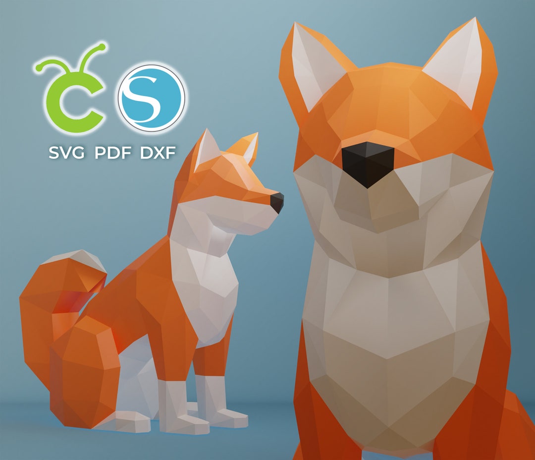 Papercraft Dog Shiba Inu Sitting, SVG, PDF, Dxf Paper Craft Dog Model ...
