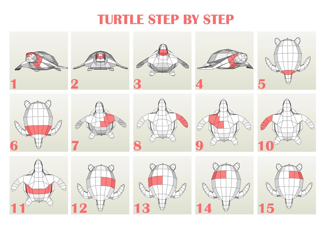 Papercraft Turtles SVG PDF Paper Craft Turtle Model - Etsy