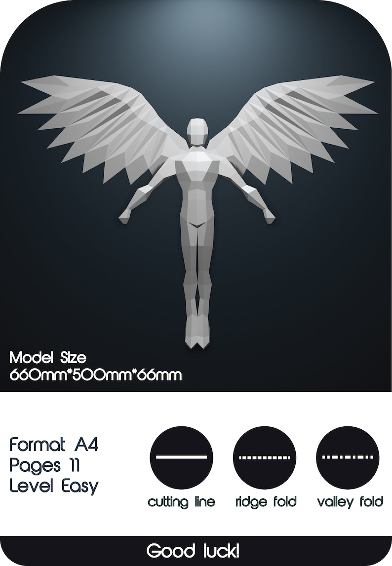 Angel Papercraft Wall Sculpture PDF-SVG Papercraft Man - Etsy