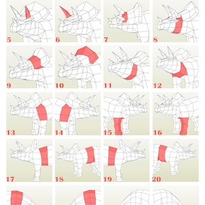 Triceratops Papercraft, Dinosaur Papercraft Sculpture, Triceratops ...