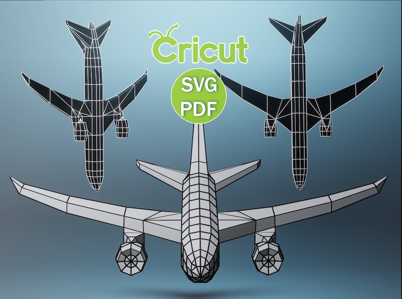 Papercraft Airplane Hanging, PDF SVG, Papercraft Low Poly, Paper Plane ...