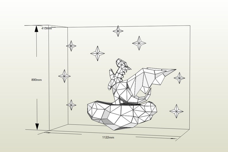 Papercraft Hanging Dragon Cloud Stars PDF SVG Papercraft Low - Etsy