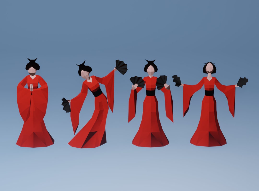 Papercraft Geisha 4 Collection Japanese Woman SVG DXF - Etsy