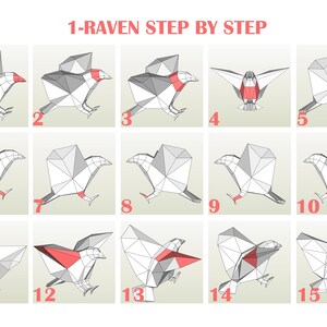 Raven Papercraft, Raven, SVG, PDF Template, Paper Statue, Crow 3D Low ...