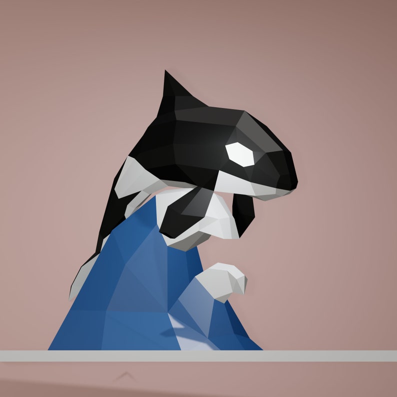 Orca Papercraft Template: 3D Low Poly Whale on Wave (PDF Pattern) - Etsy
