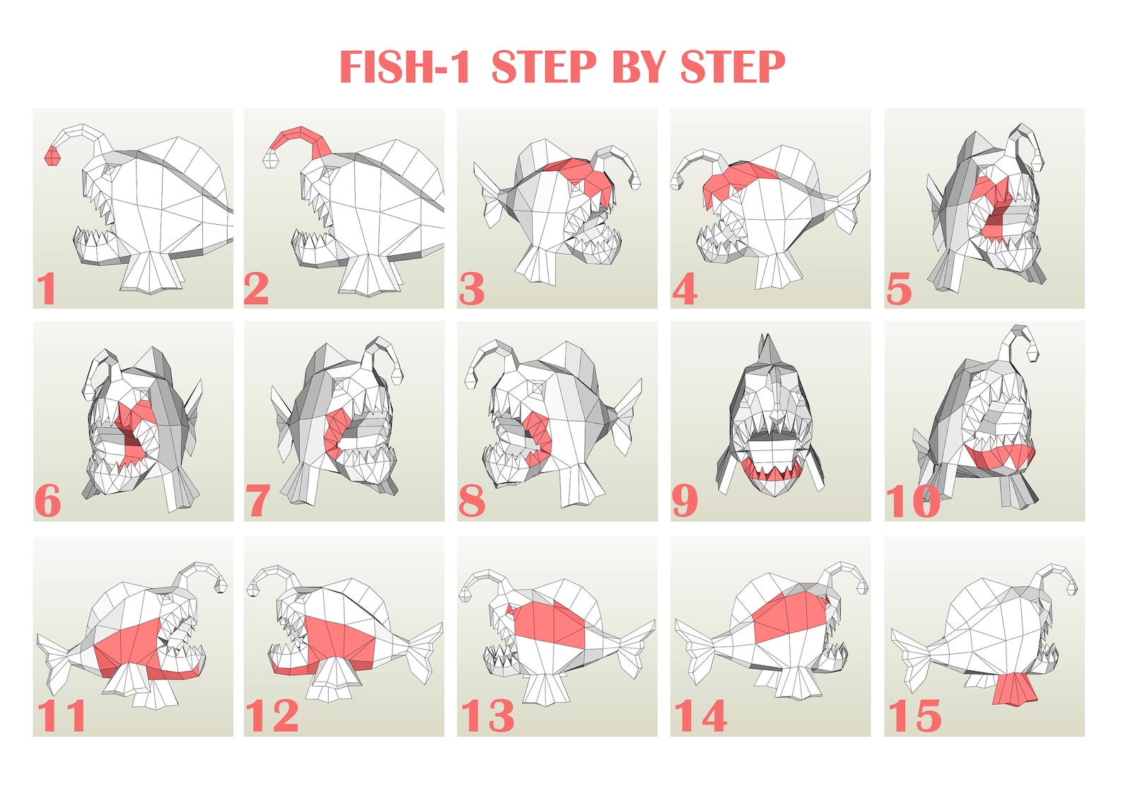 Papercraft Angler Fish SVG PDF Cricut Digital Template - Etsy