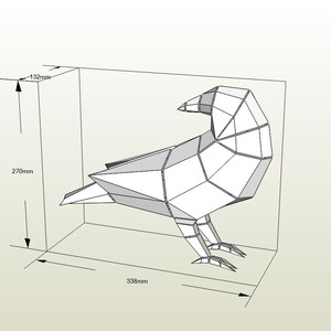 Raven Papercraft, Raven, SVG, PDF Template, Paper Statue, Crow 3D Low ...