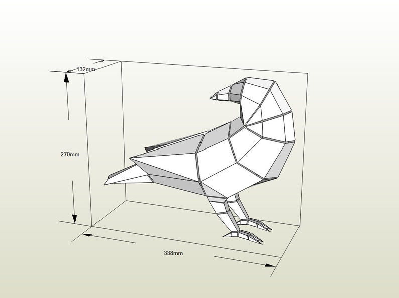 Raven Papercraft Raven SVG PDF Template Paper Statue Crow - Etsy