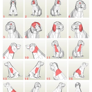 Papercraft Beagle, SVG, PDF. Paper Craft Dog Model, Beagle PDF Template ...