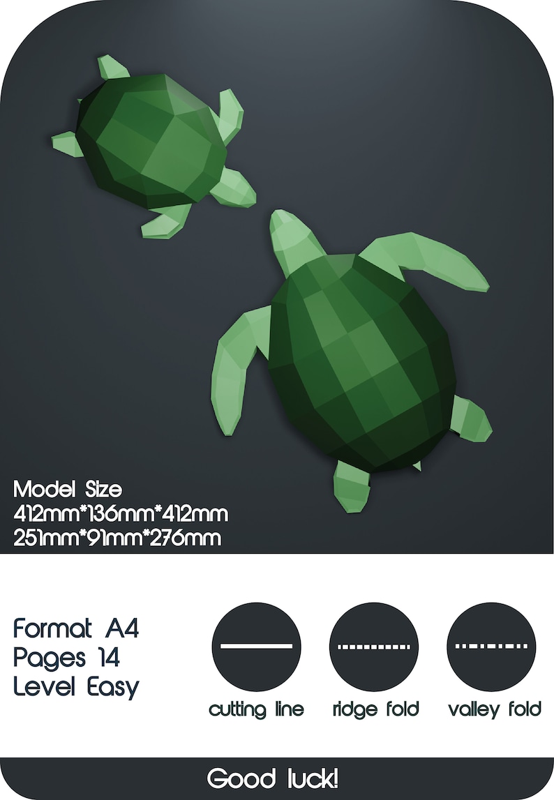 Papercraft Turtles SVG PDF Paper Craft Turtle Model - Etsy