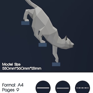 Cat Papercraft, 3D PDF Template, Papercraft Animals, Low Poly DIY, DIY ...