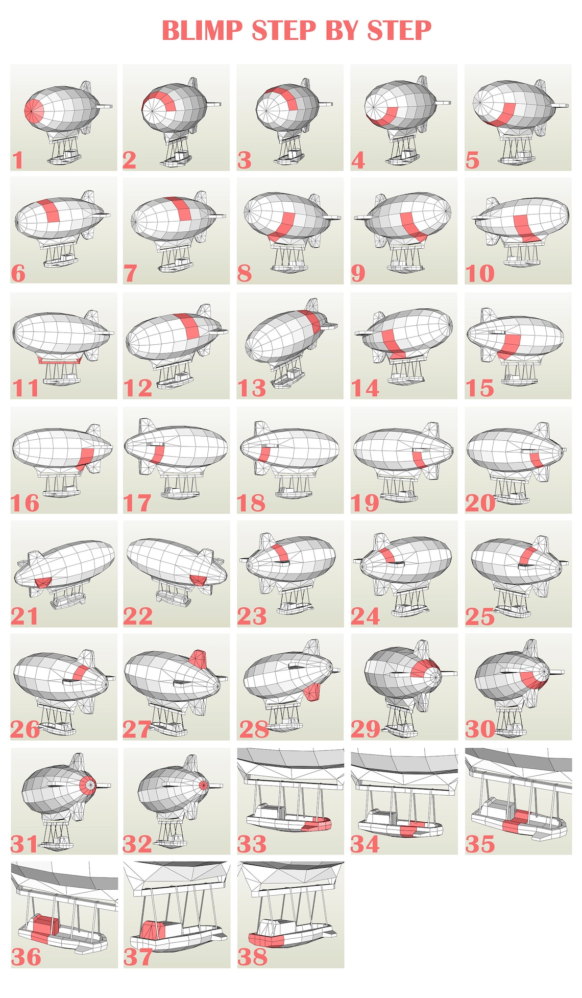 Papercraft Blimp Clouds Hanging, PDF SVG, Papercraft Low Poly, Paper ...