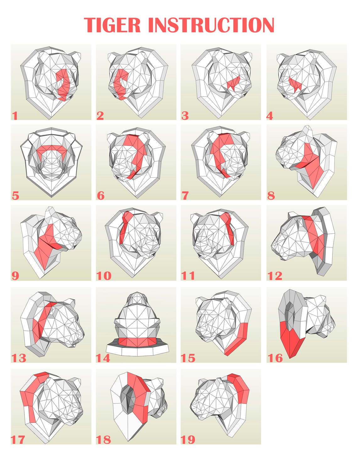 Papercraft Tiger SVG PDF. Paper Craft Panther Model Lion - Etsy