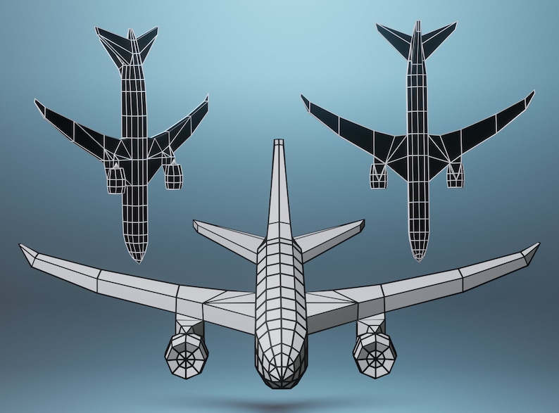 Papercraft Airplane Hanging, PDF SVG, Papercraft Low Poly, Paper Plane Sky Sculpture, Space ...