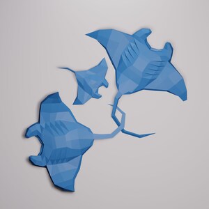 Papercraft Manta Ray Family, PDF-SVG, 3D Papercraft Template, Low Poly ...