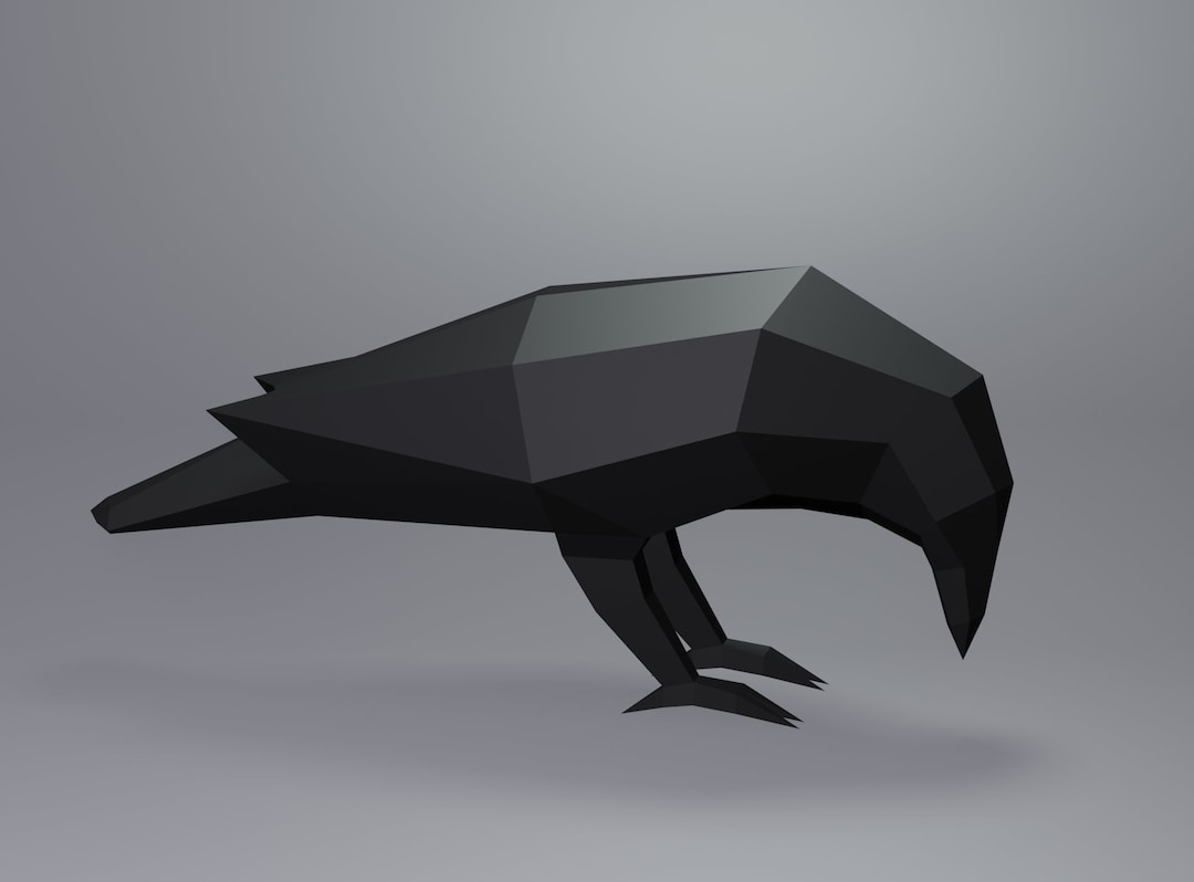 Raven Papercraft, Raven, SVG, PDF Template, Paper Statue, Crow 3D Low ...