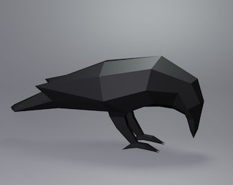 Crow Low Poly Papercraft, Gift,diy PDF - Etsy Canada