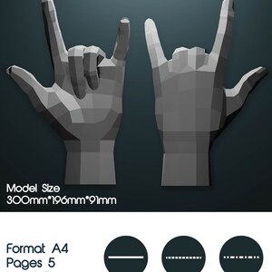 Hand Papercraft ,PDF-SVG, Rock and Roll 3D Hand Papercraft Template ...