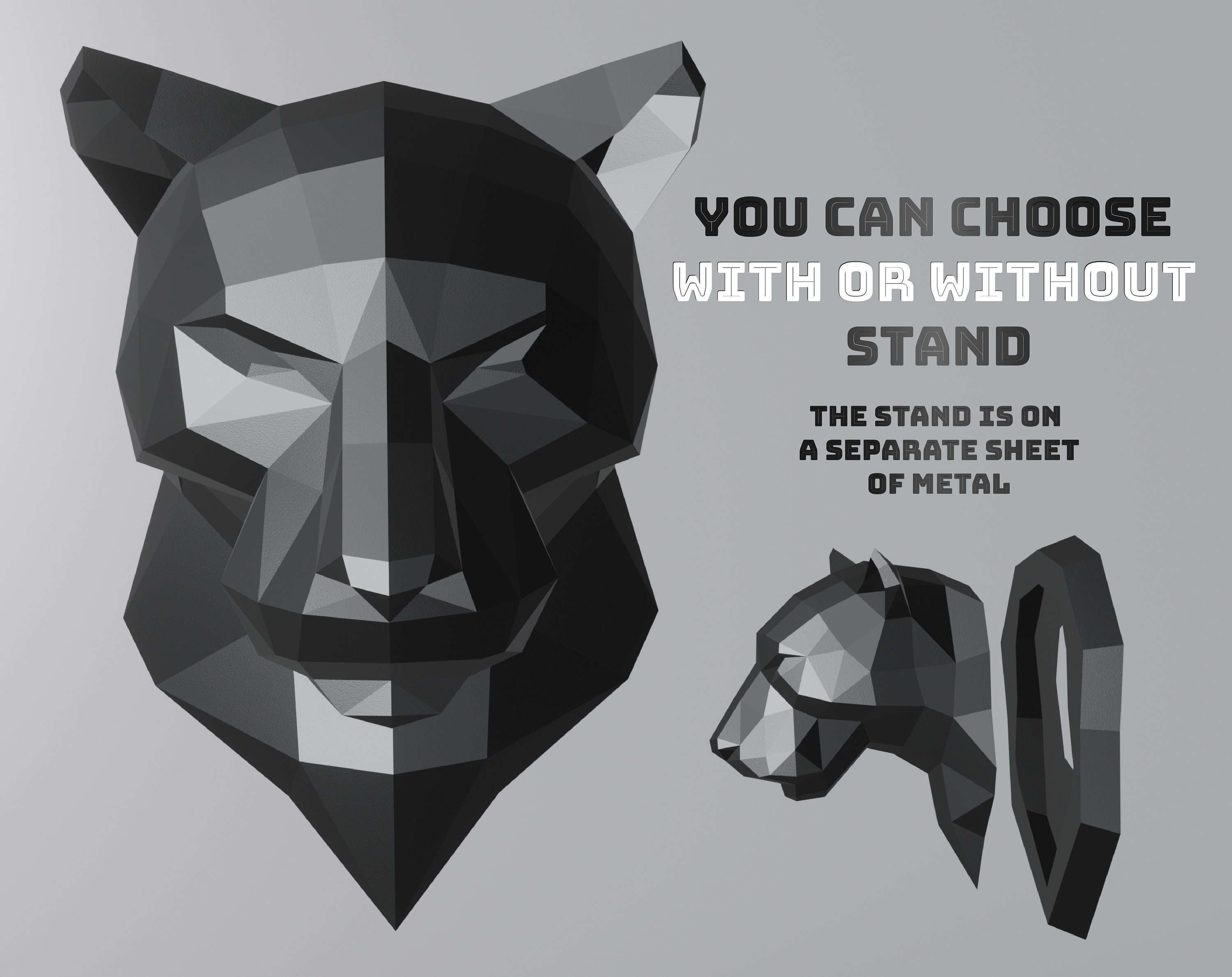Panther, DXF, PDF, PDO, Low Poly Panther, Paper Tiger, Diy, Decor ...
