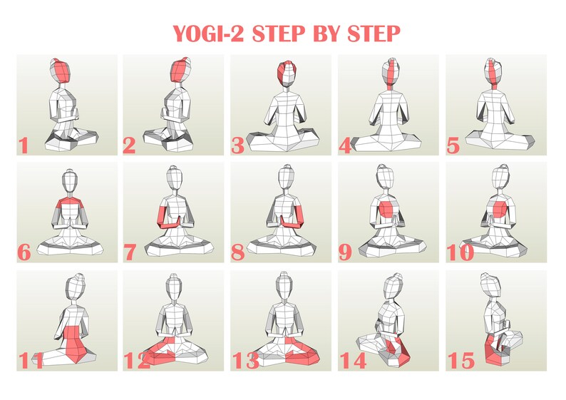 Low Poly Yogi Woman Papercraft, 3D Sculpture Template (SVG, PDF) - Etsy