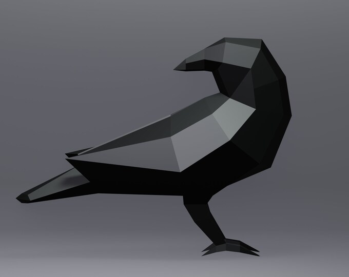 Crow - Make Your Own Low Poly Bird on Fly, Geometric Bird, Paper ...
