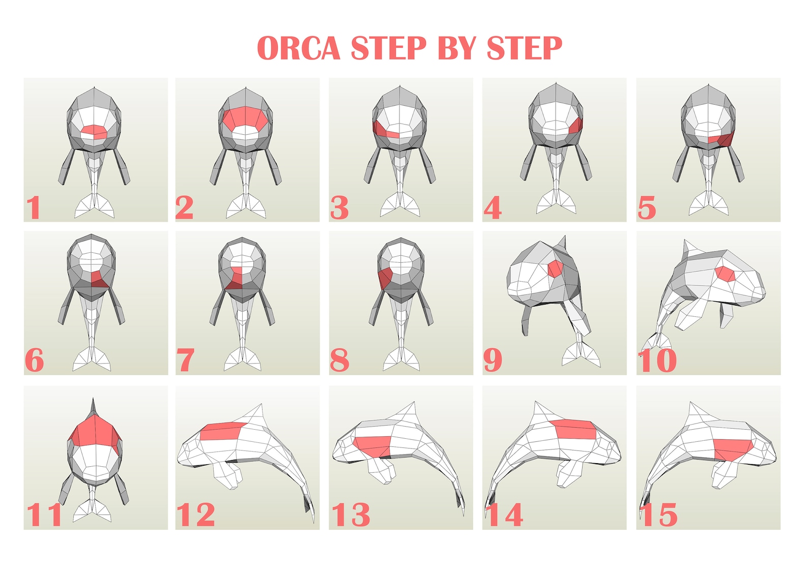 Orca XXL Papercraft, SVG-PDF, Create Your Own 3D Papercraft Orca, Paper ...