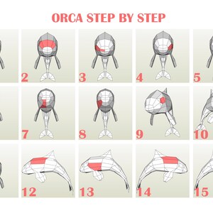 Orca XXL Papercraft, SVG-PDF, Create Your Own 3D Papercraft Orca, Paper ...