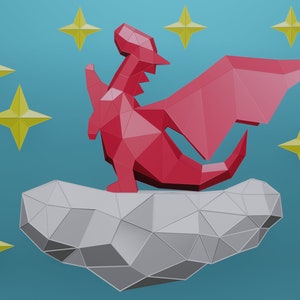 Papercraft Hanging Dragon Cloud Stars, PDF SVG, Papercraft Low Poly ...