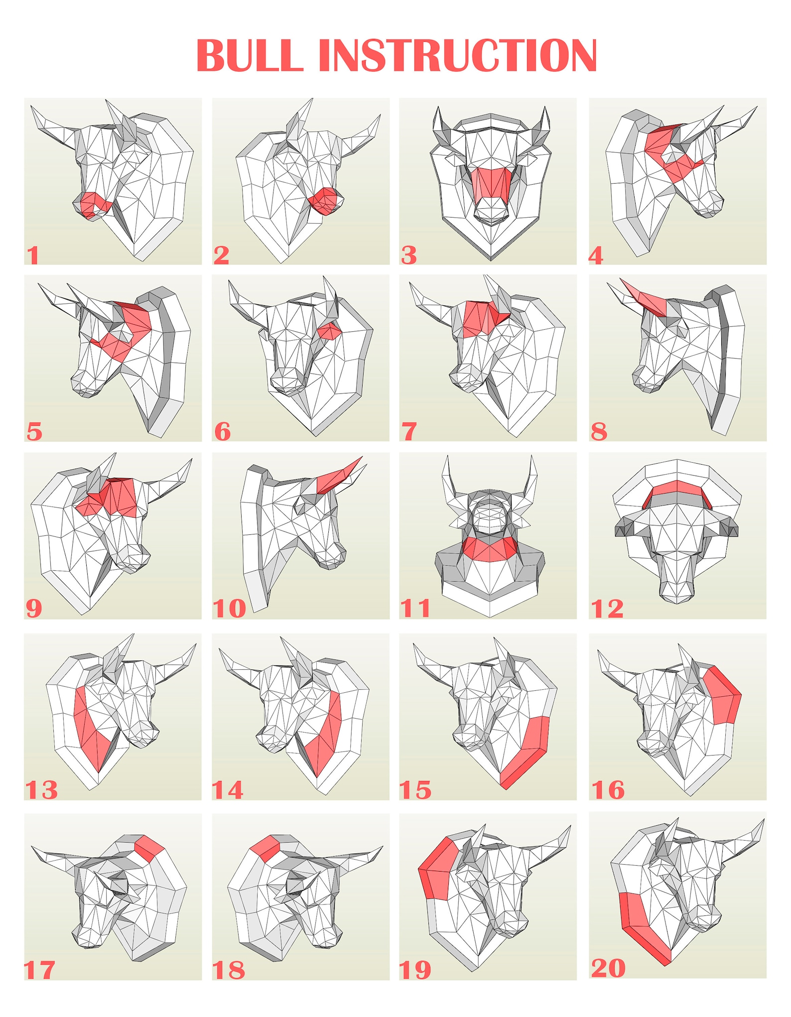 Papercraft Bull, SVG, PDF. Paper Craft Bull Angry Model, Bull PDF ...