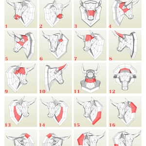 Papercraft Bull, SVG, PDF. Paper Craft Bull Angry Model, Bull PDF ...