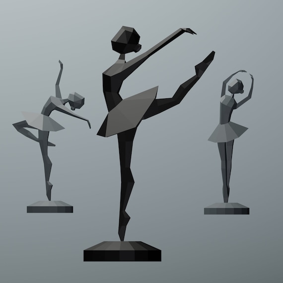 Ballerina Papercraft 3D Decor Sculpture Low Poly Ballerina - Etsy