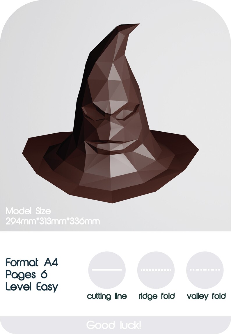 Papercraft Sorting Hat DIY Template, Papercraft Garry Potter, Witch ...