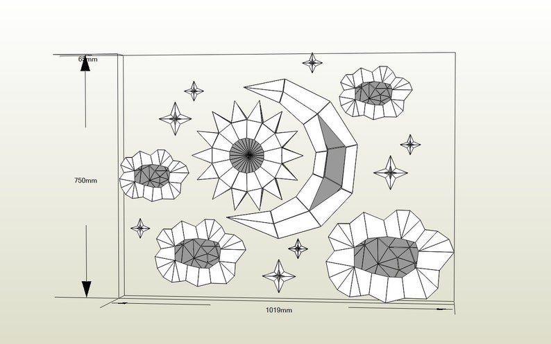 VENTA Moon Sky Sun 3D Papercraft, Svg, PDF, DXF, Paper Sculpture, Paper ...