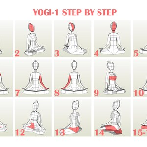 Yogi (3) Papercraft 3D Decor Sculpture, SVG, PDF, Low Poly Yogi Women ...