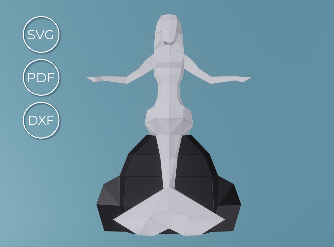 Mermaid on the Stone Papercraft 3d Sculpture, Papercraft Women ...