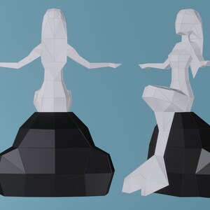 Mermaid on the Stone Papercraft 3d Sculpture, Papercraft Women ...