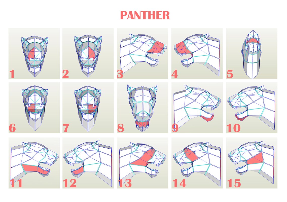 Lioness Panther Head Wall Paper Craft Digital Template - Etsy