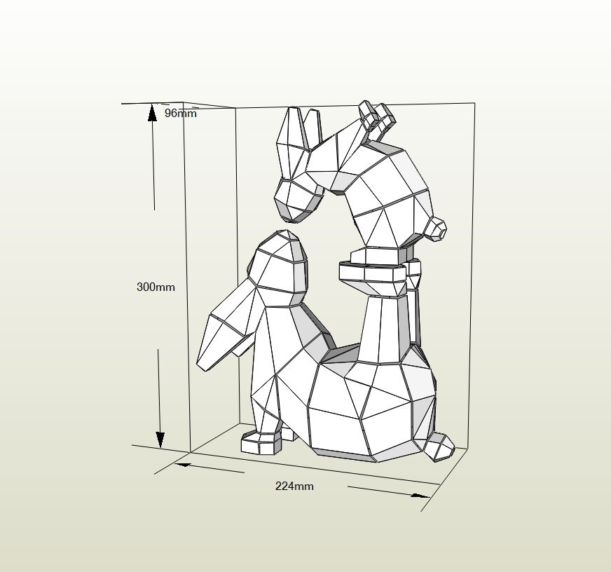 Conejo de Papercraft SVG PDF. Modelo de conejo artesanal de - Etsy España