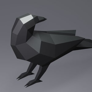 Raven(x4) Papercraft, Raven, SVG, PDF Template, Paper Statue, Crow 3D ...