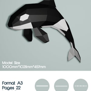 Orca XXL Papercraft, SVG-PDF, Create Your Own 3D Papercraft Orca, Paper ...