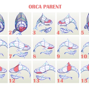 ORCA and Baby-orca, Paper Craft ORCA Whale , Paper Craft Template ...