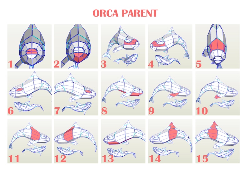 ORCA and Baby-orca, Paper Craft ORCA Whale , Paper Craft Template ...