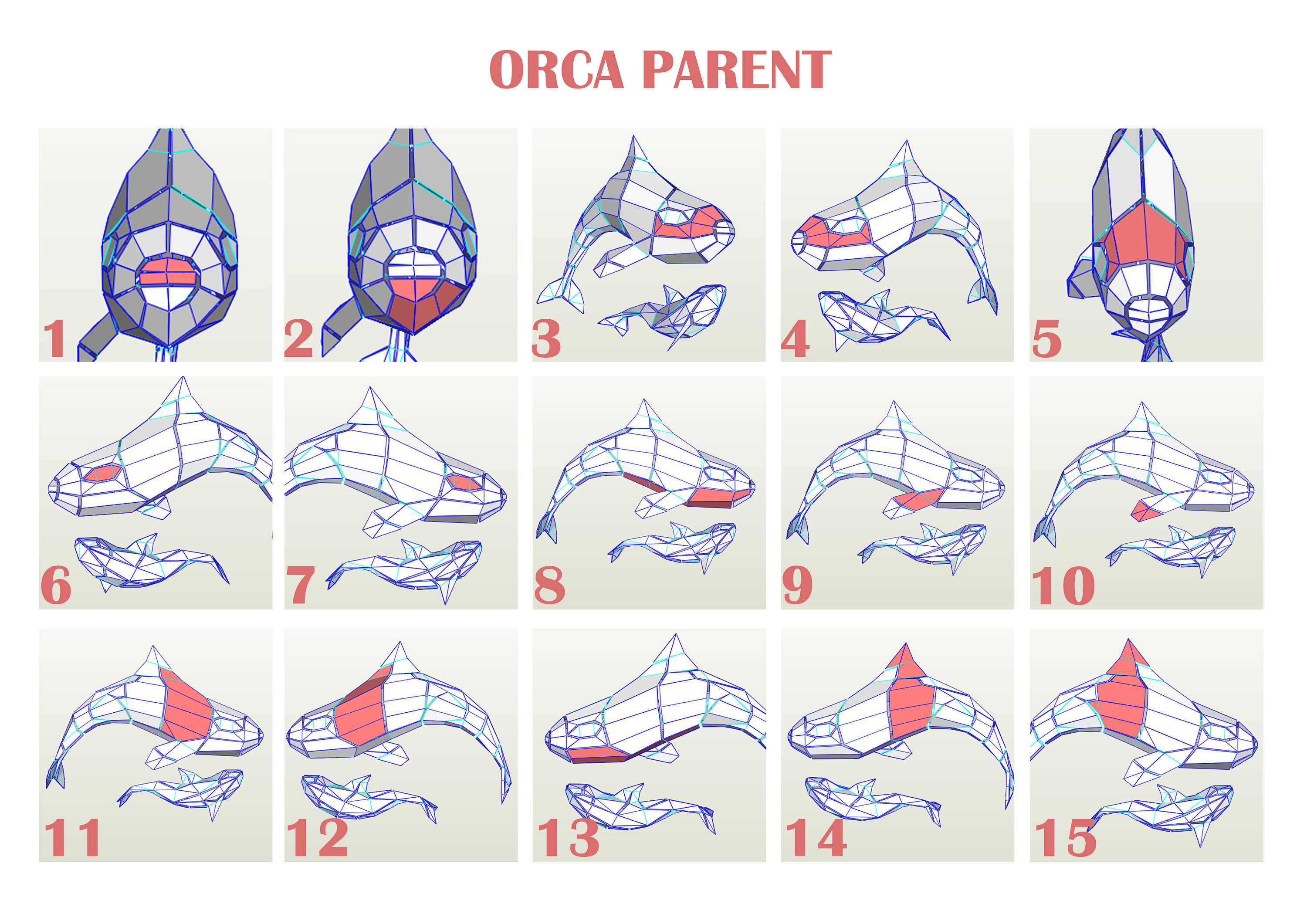 ORCA and Baby-orca, Paper Craft ORCA Whale , Paper Craft Template ...