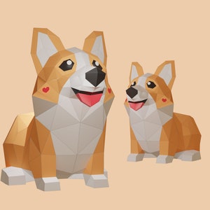 Papercraft Corgi, SVG, PDF, Dxf Paper Craft Dog Model, Welsh Corgi PDF ...
