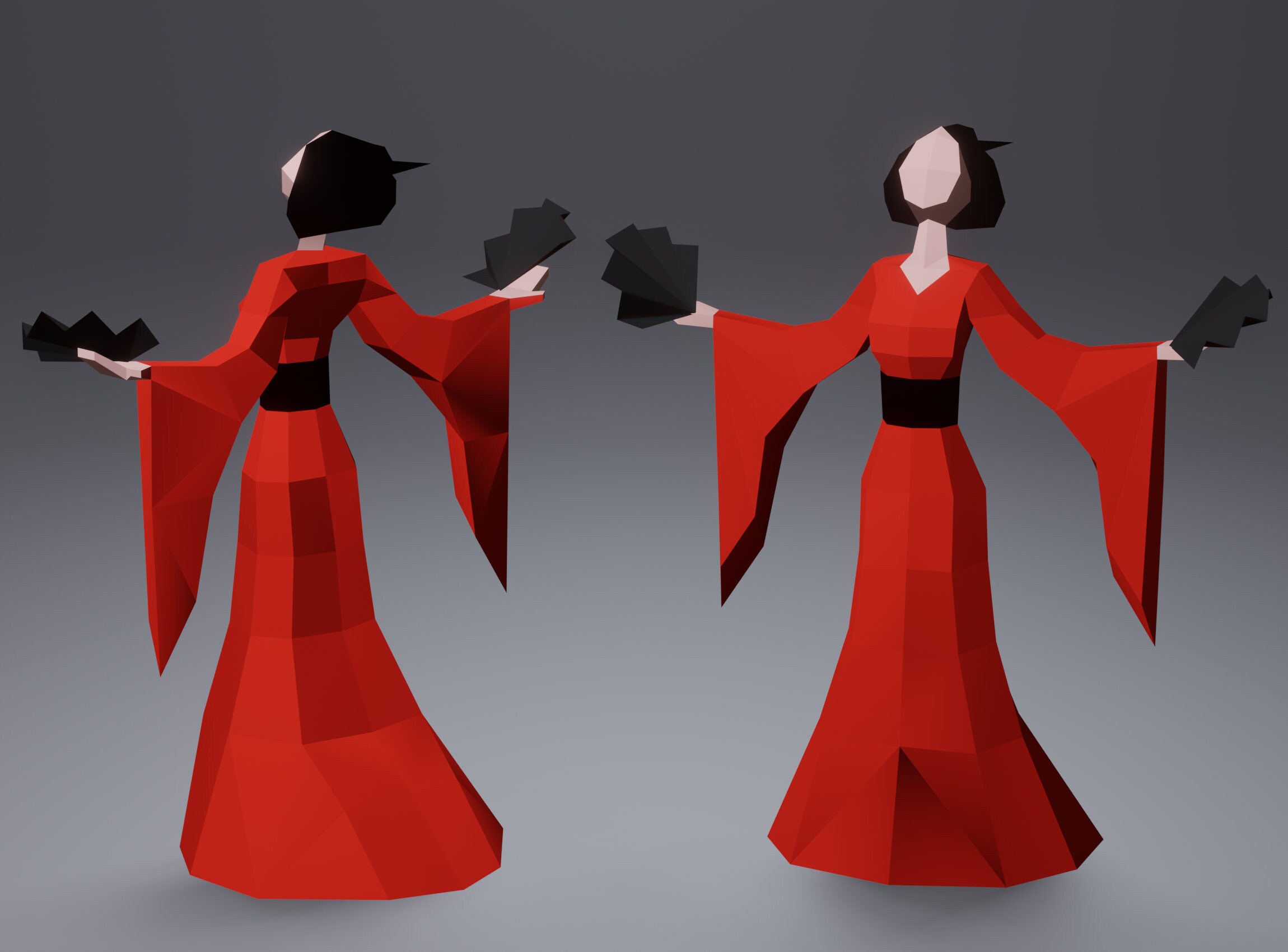 Papercraft Geisha 1 Japanese Woman SVG DXF PDF Low Poly - Etsy Australia